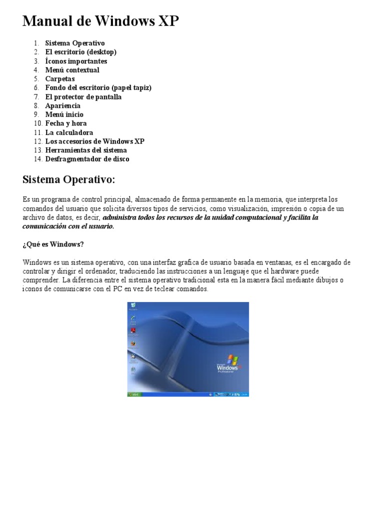 Manual de Windows XP | PDF | Sistema operativo | Microsoft Windows