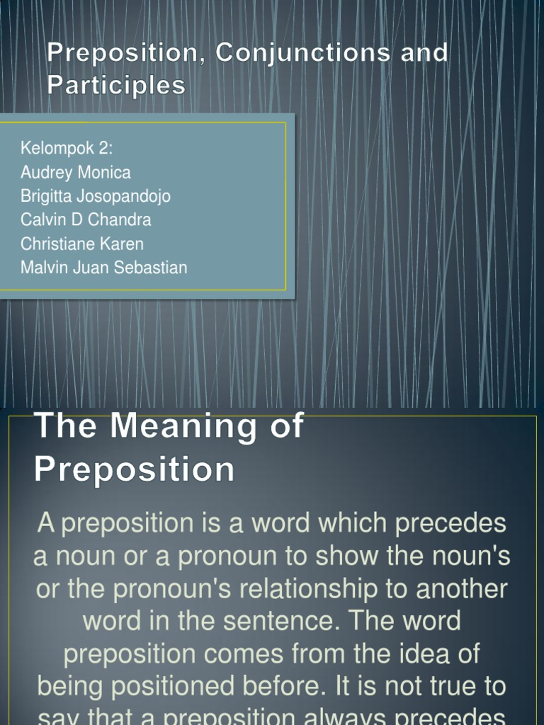 Preposition, Conjunction and Participles | PDF | Verb | Adjective