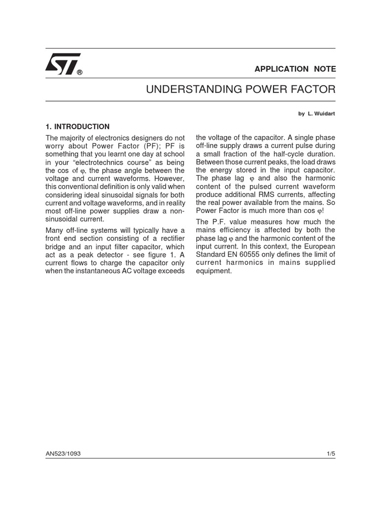 Understanding Power Factor-Cd00003904 | PDF | Ac Power | Mains Electricity