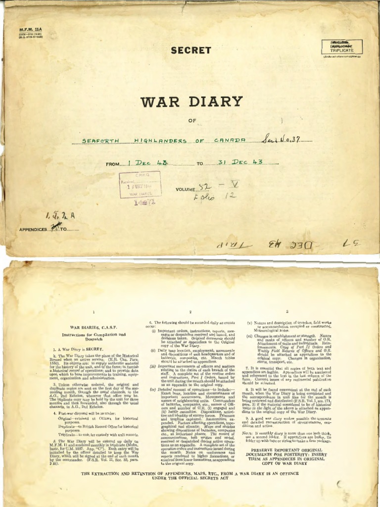 War Diary - Dec 1943 | Military | Military Science