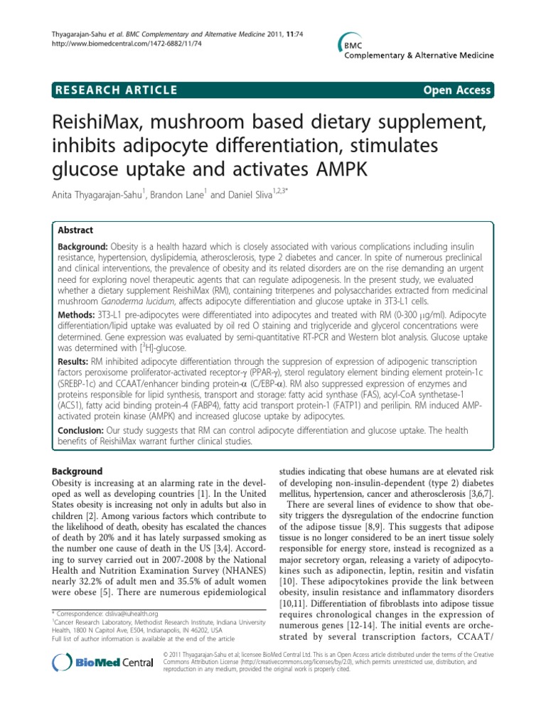 Reishimax Research | PDF | Adipocyte | Polymerase Chain Reaction