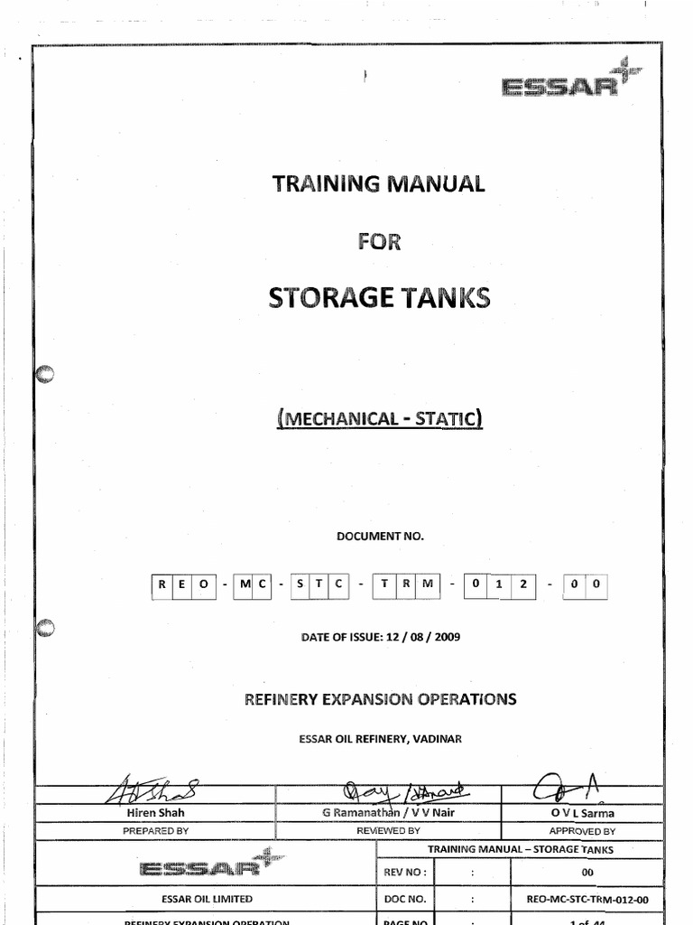 Storage Tanks Training Manual | PDF | Home & Garden