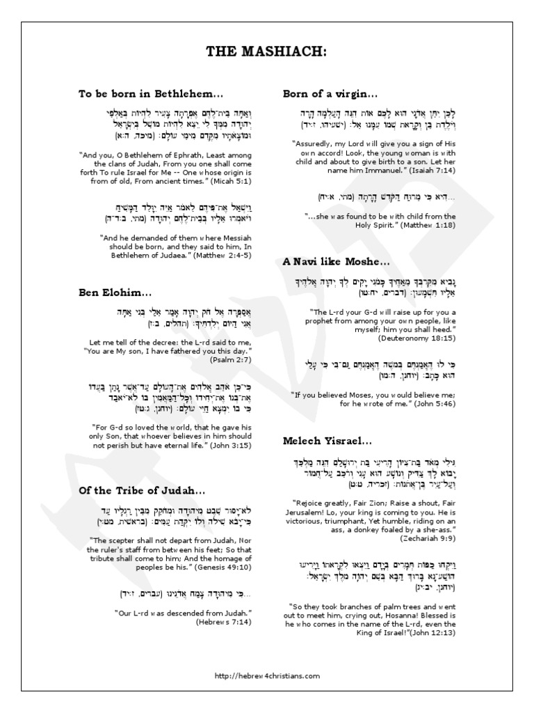 The Mashiach:: To Be Born in Bethlehem... Born of A Virgin.. | PDF ...