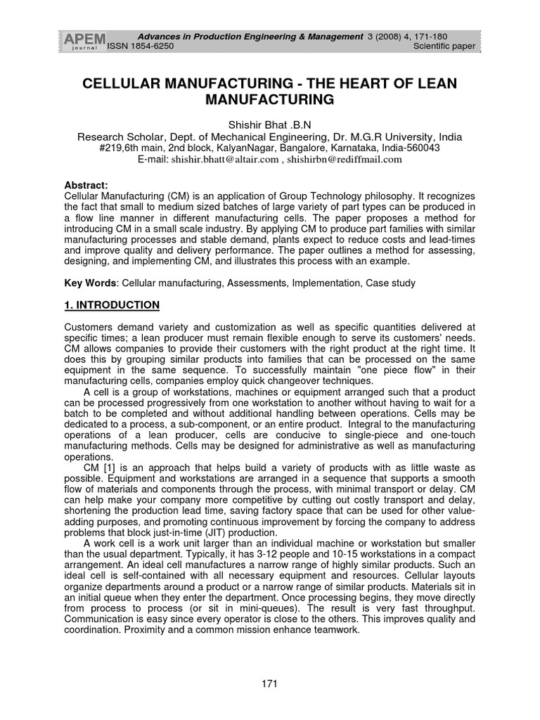 Cellular Manufacturing | PDF | Lean Manufacturing | Science And Technology
