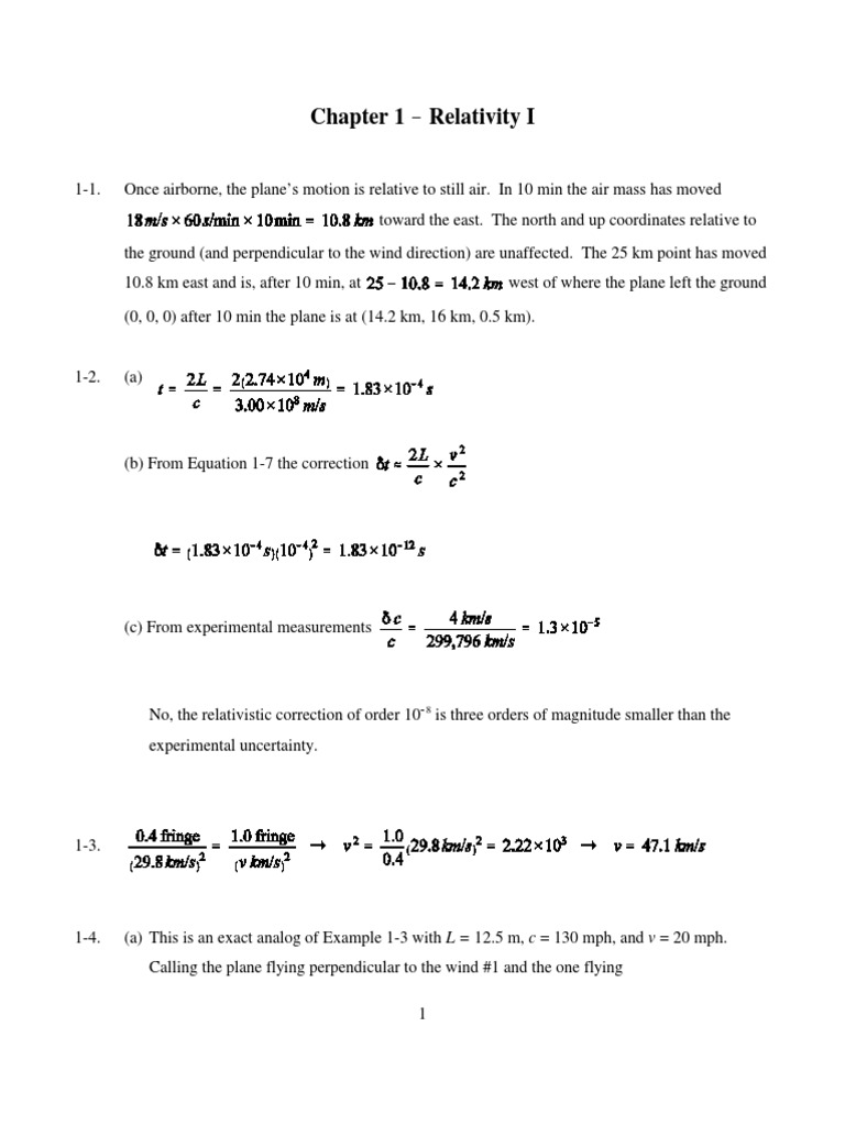 Chapter 1 Solutions Modern Physics 4th Edition | PDF | Special ...