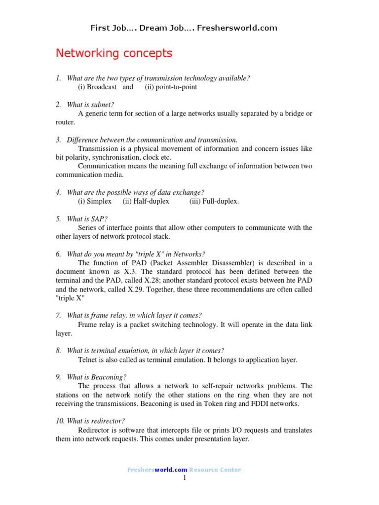 Networking Concepts | PDF | Transmission Medium | Computer Network