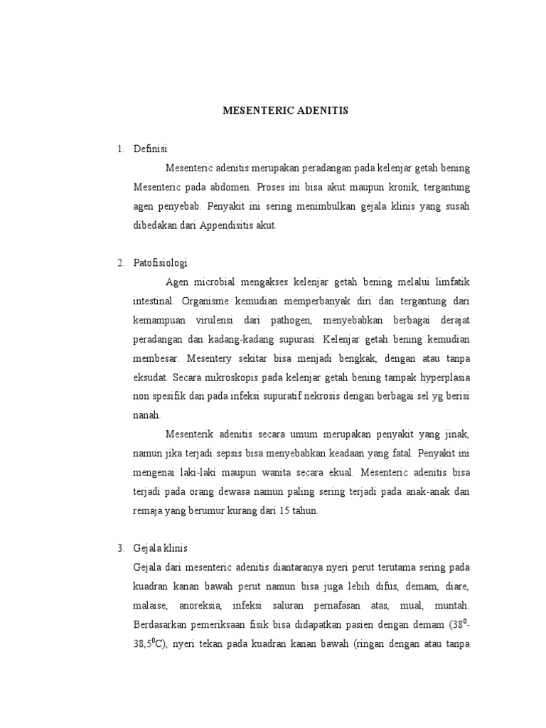 Mesenteric Adenitis | PDF