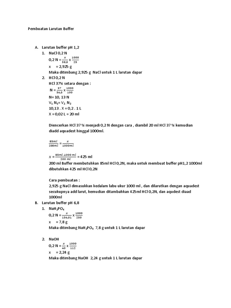 Pembuatan Larutan Buffer | PDF