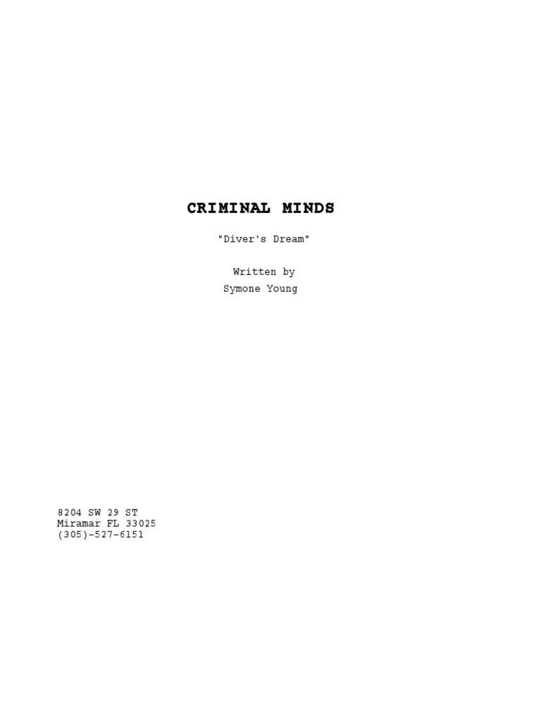 Criminal Minds TV Spec Script | PDF | Obsessive–Compulsive Disorder