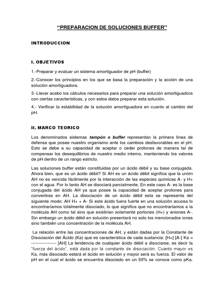 Informe Buffer | PDF | Solución tampón | Ph