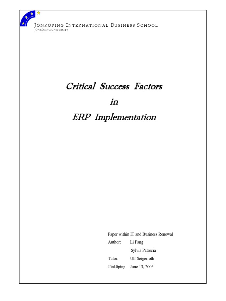 ERP Implementation Success Factors | PDF | Enterprise Resource Planning ...