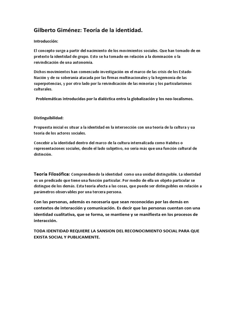 Gilberto Gimenez | PDF | Teoría | Epistemología