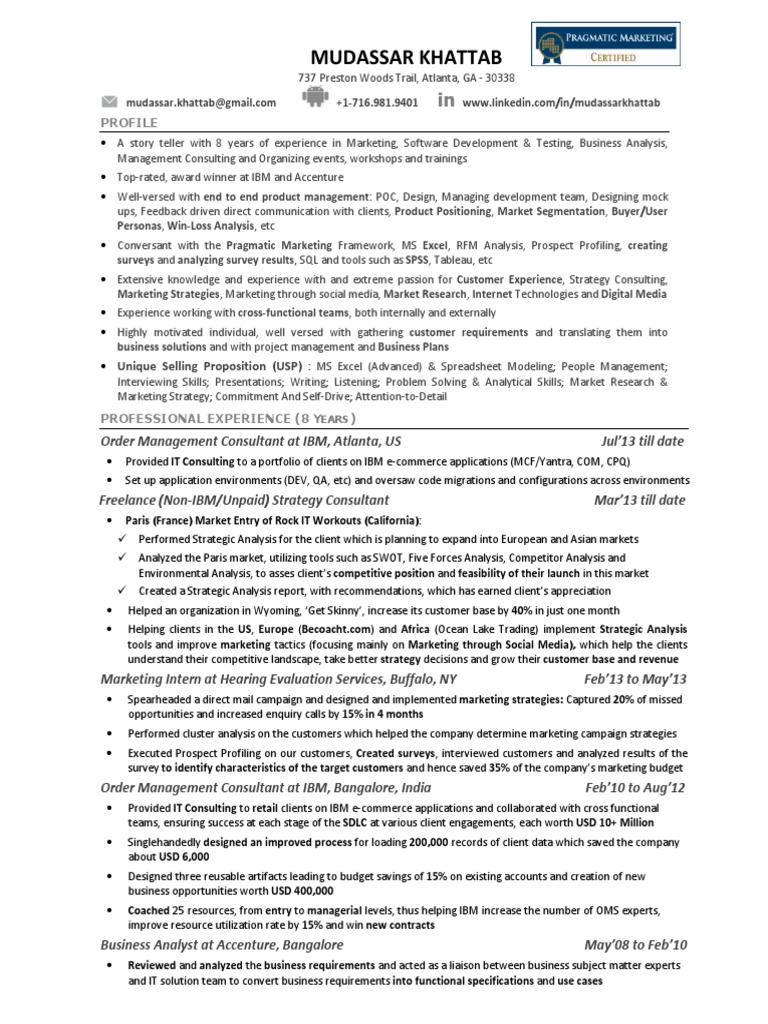 Resume Mudassar - Khattab | PDF | Business | Business (General)
