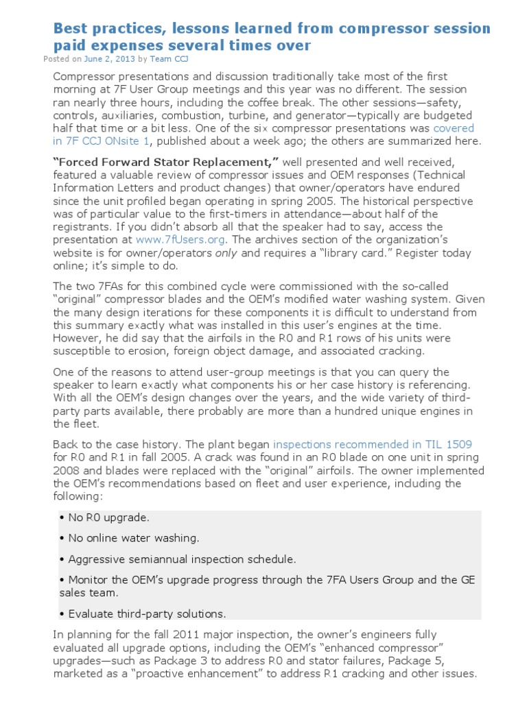 Best Practices, Lessons Learned From Compressor Session Paid Expenses ...