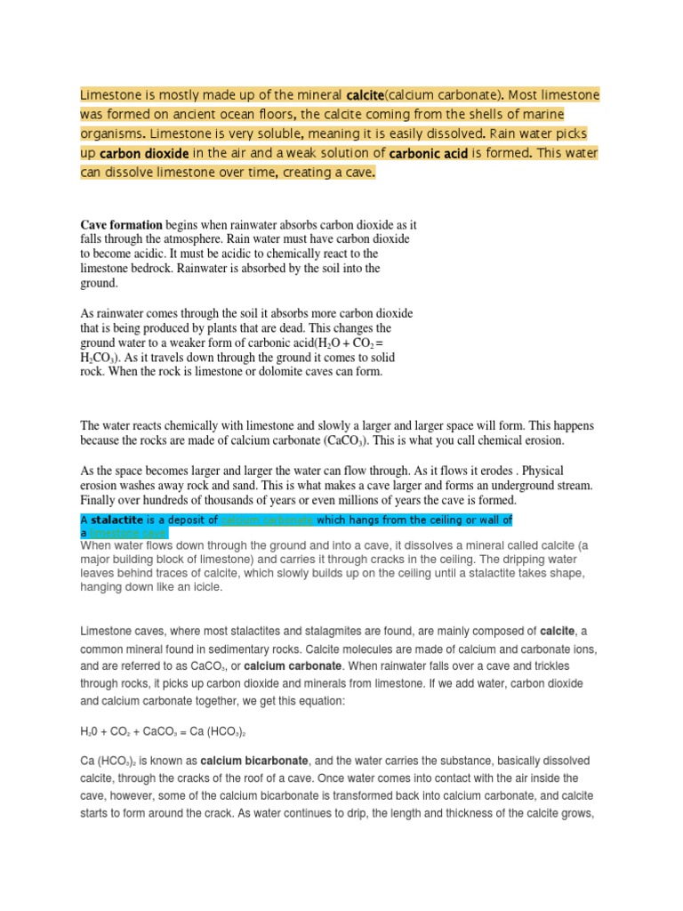 Limestone (Underground Features) | PDF | Limestone | Cave