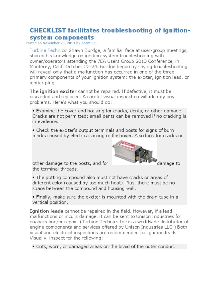 CHECKLIST Facilitates Troubleshooting of Ignition-System Components ...