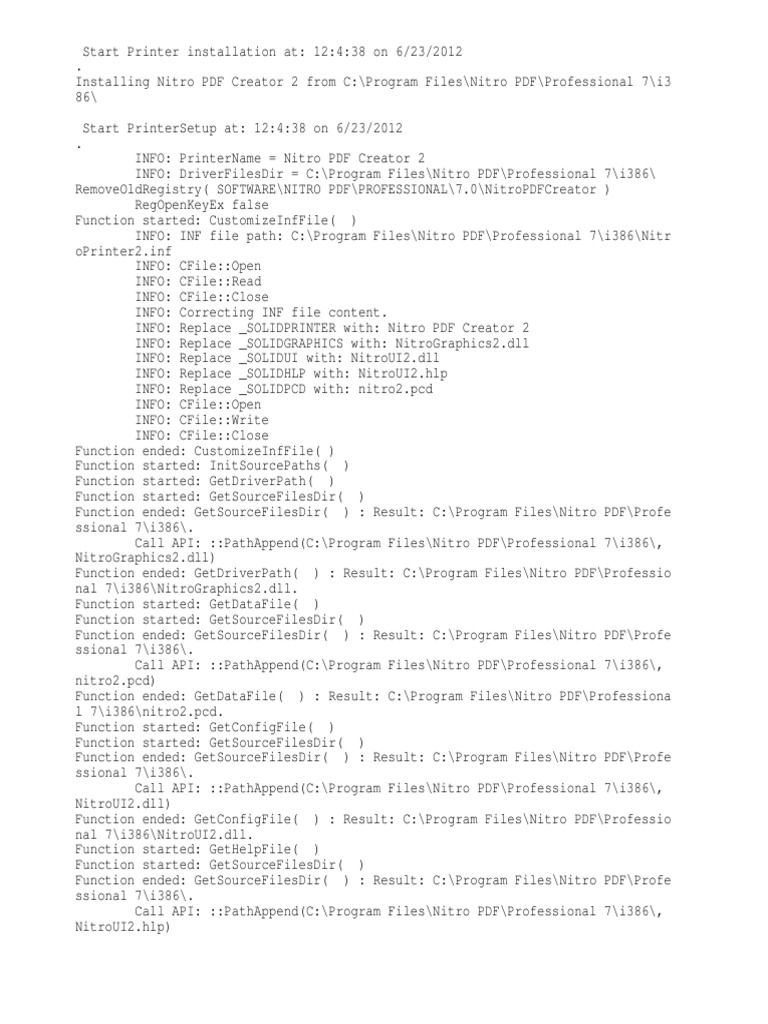 Log Nitro PDF Driver 2 Install646 | PDF | Windows Nt | Computing Platforms