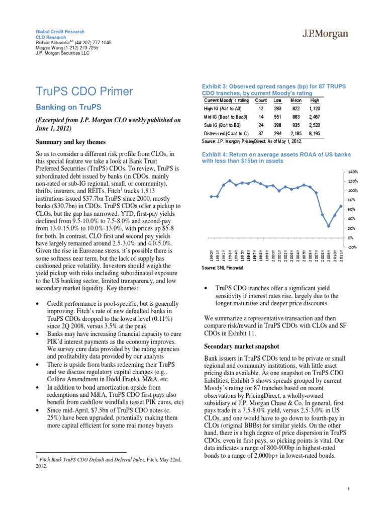 Trups CDO Primer | PDF | Collateralized Debt Obligation | Jp Morgan Chase