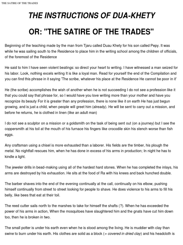 Satire of Trades | PDF