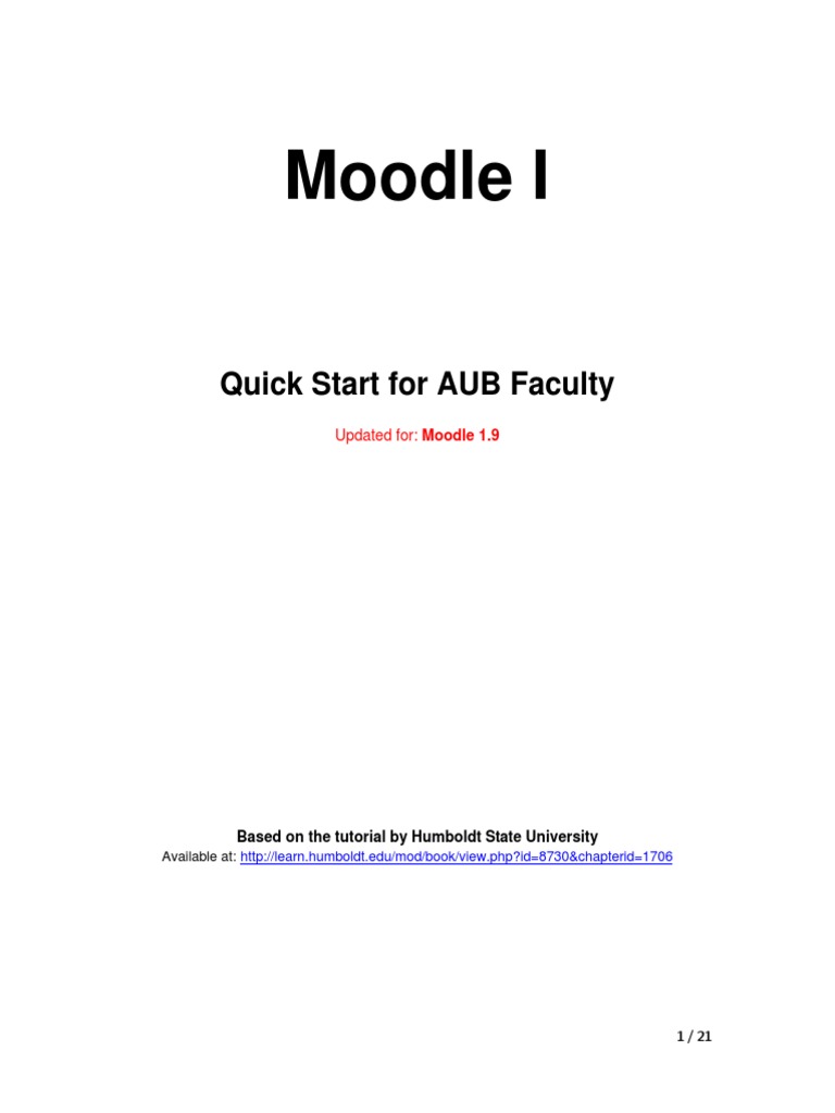 Moodle I: Quick Start For AUB Faculty | PDF | Zip (File Format ...