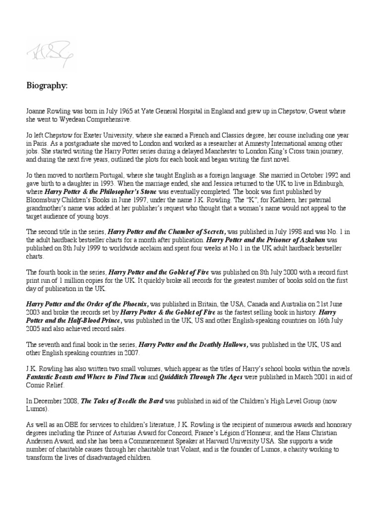 Jkrowling Biography | J. K. Rowling | Harry Potter