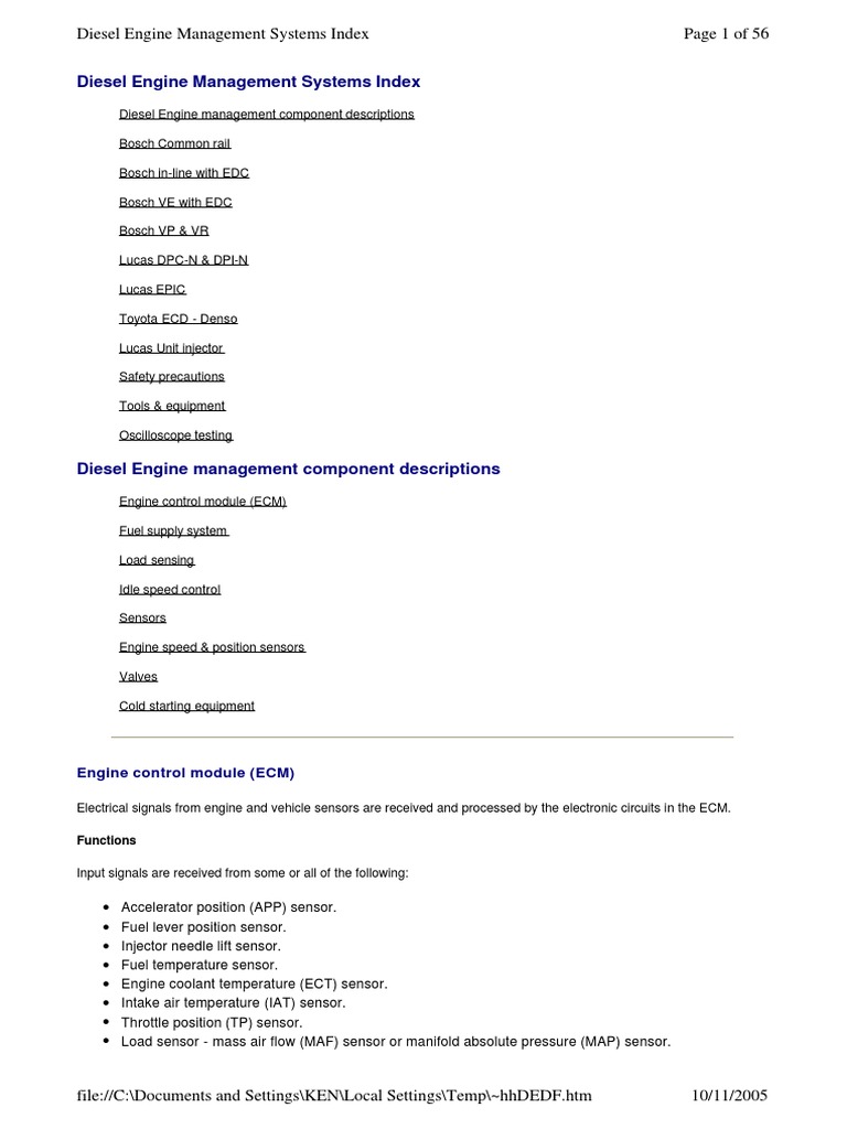 Diesel Engine Management Systems Overview | PDF | Fuel Injection | Throttle