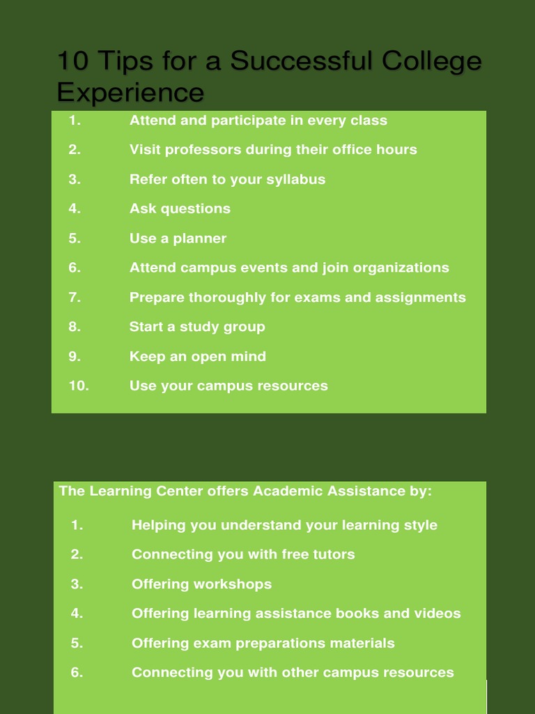 10 Tips for College Success | PDF | Career & Growth