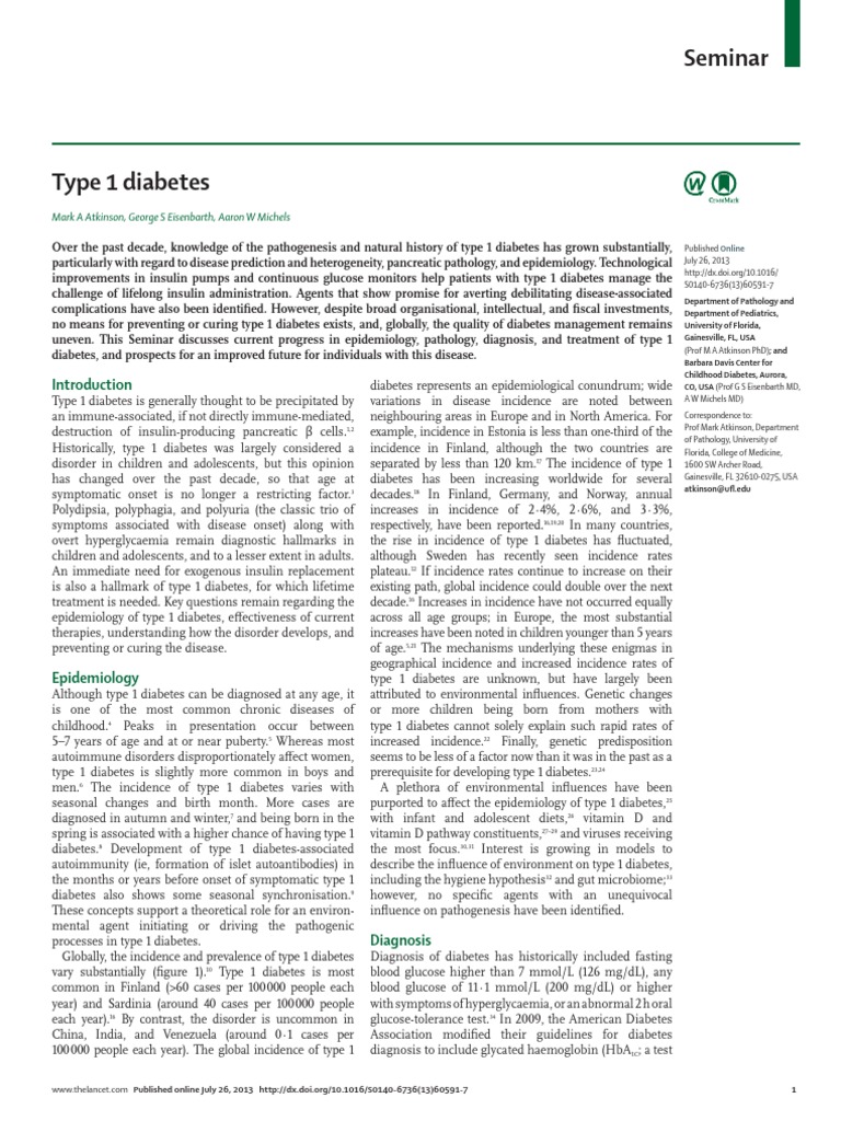 Type 1 Diabetes Review | PDF | Diabetes Mellitus Type 1 | Diabetes ...