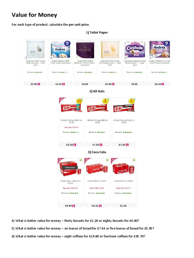 Value for Money Product Comparisons | PDF