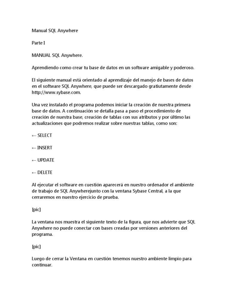 Manual SQL Anywhere | PDF | SQL | Tabla (base de datos)