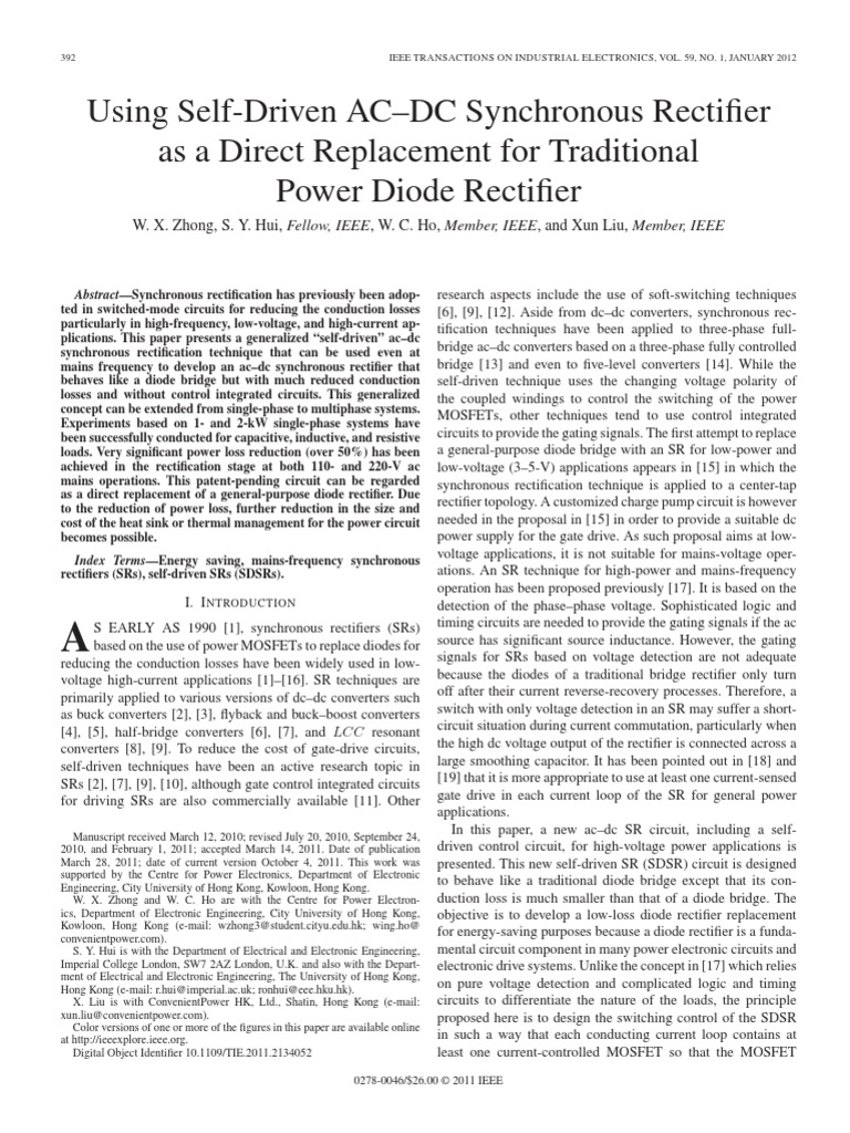 Using Self-Driven AC-DC Synchronous Rectifier As A Direct Replacement For Traditional Power ...