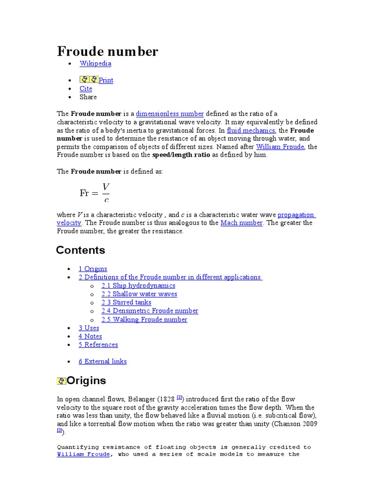 Froude Number | PDF | Fluid Dynamics | Classical Mechanics
