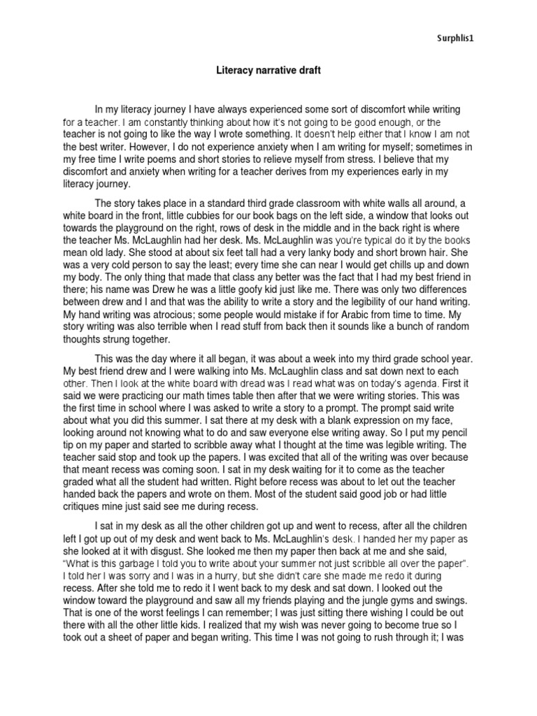 Literacy Narrative Draft | PDF | Classroom | Anxiety