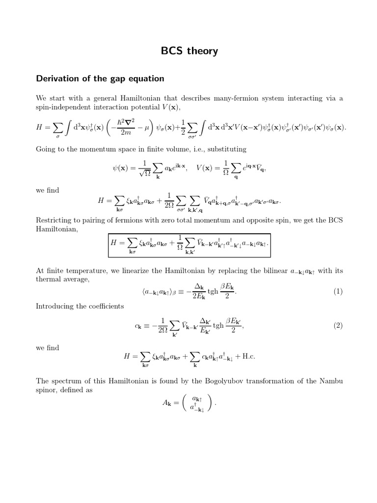 BCS Theory | PDF | Logarithm | Fourier Transform
