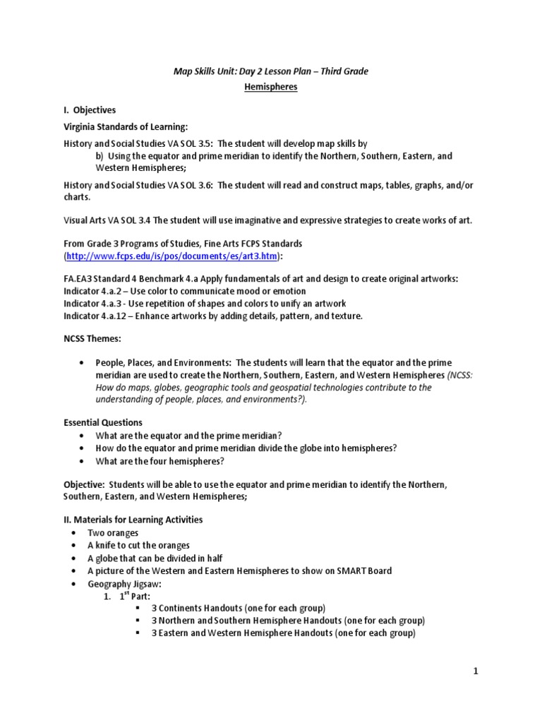 Map Skills Lesson Plan 2 | PDF | Equator | Lesson Plan
