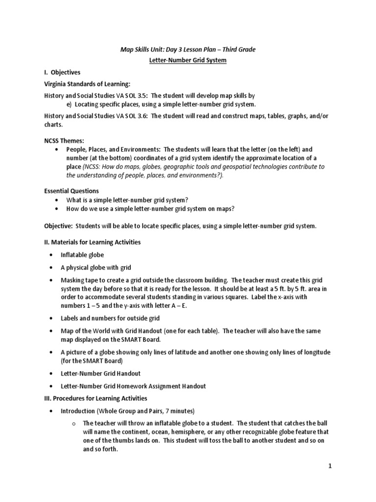 3rd Grade Map Skills: Grid Systems Lesson | PDF | Latitude | Lesson Plan