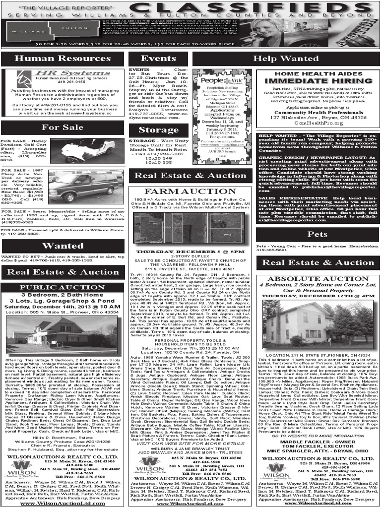 12 4 13 Classifieds | PDF | Bedroom | Newspapers
