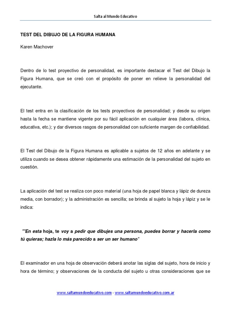 Test de la Figura Humana de Machover | PDF