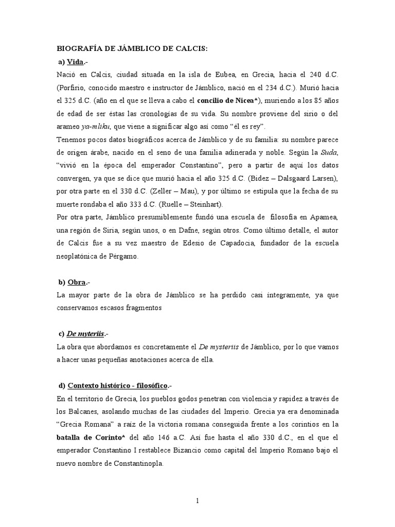 Biografía de Jámblico | PDF | Filosofía de la era romana | Filosofía ...