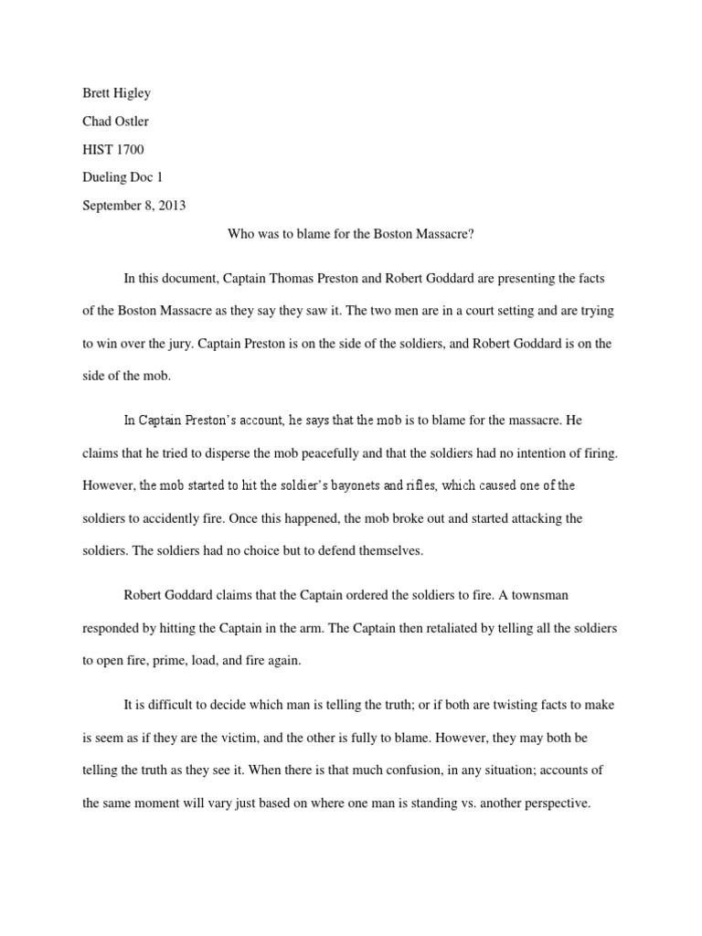 Who Was To Blame For The Boston Massacre | PDF | Crime & Violence ...