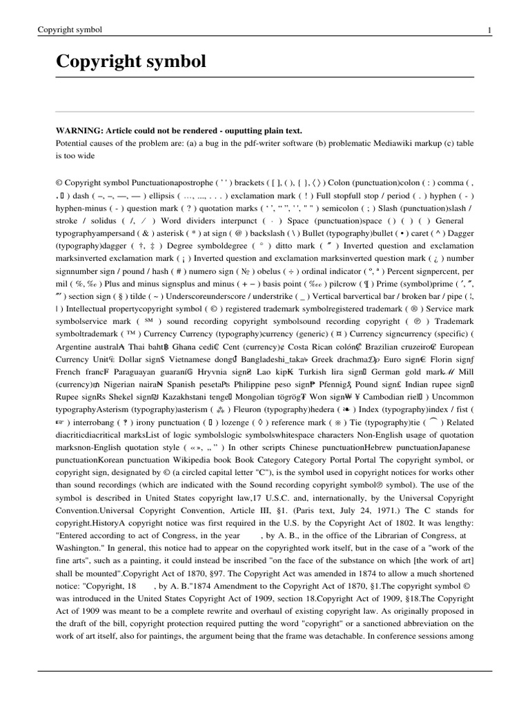 Copyright Symbol | PDF | Symbols | Reference
