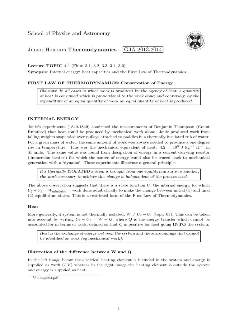4 First Law Thermo | PDF | Heat | Gases