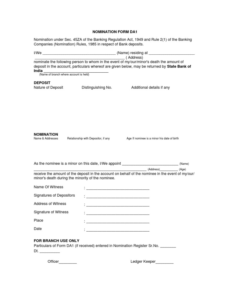 Nomination Form Da1 | PDF