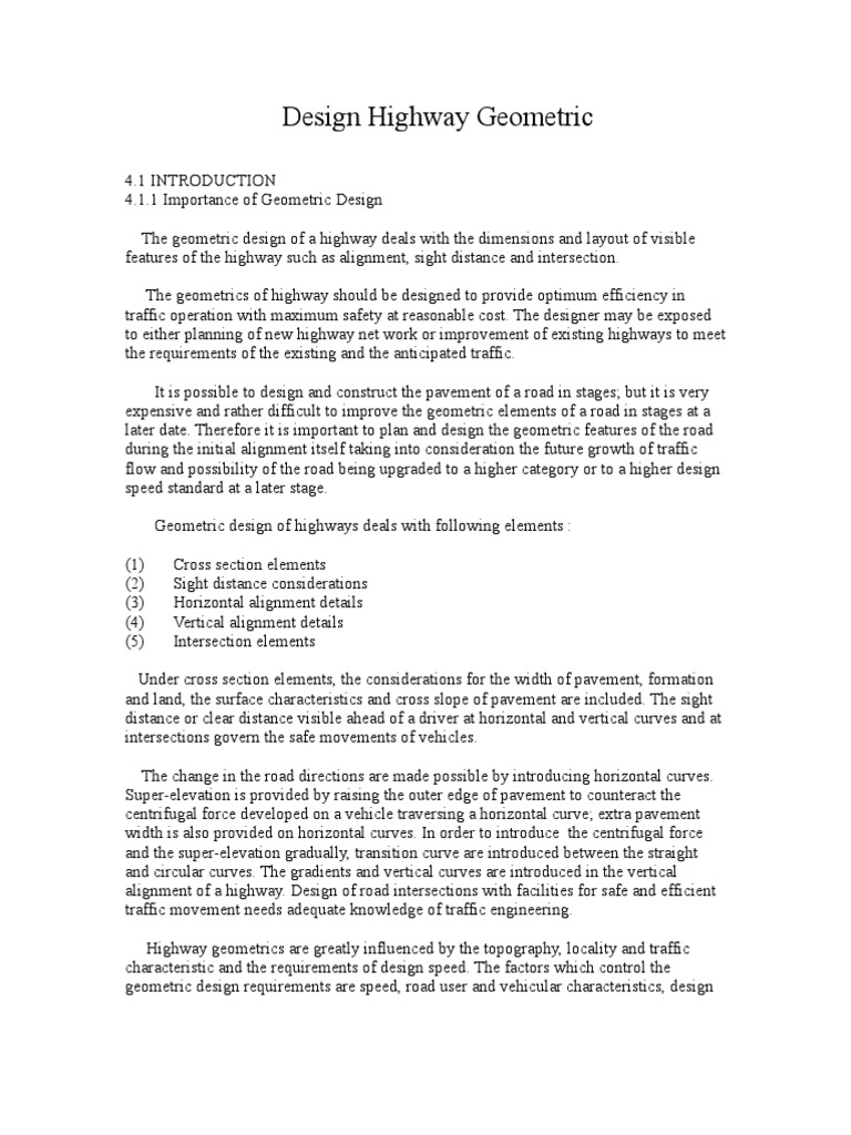 Highway Geometric Design | PDF | Lane | Traffic