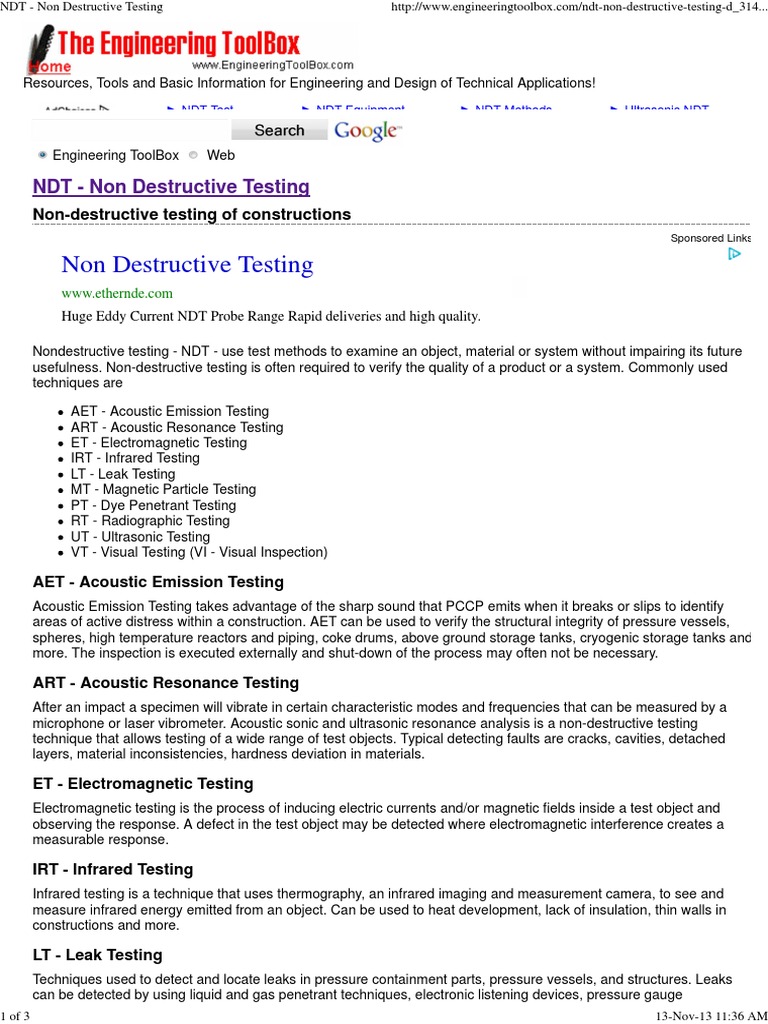 NDT - Non Destructive Testing | PDF | Nondestructive Testing | Infrared
