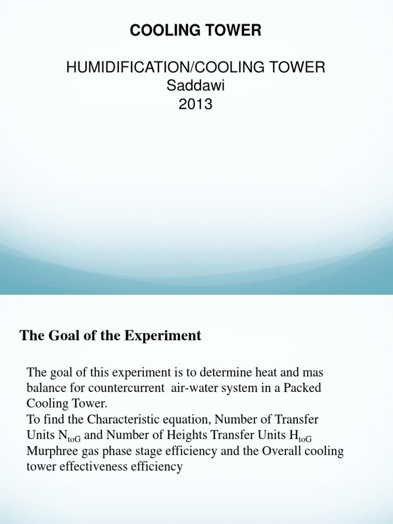 Merkel Equation In Cooling Tower Design Pdf Enthalpy Heat