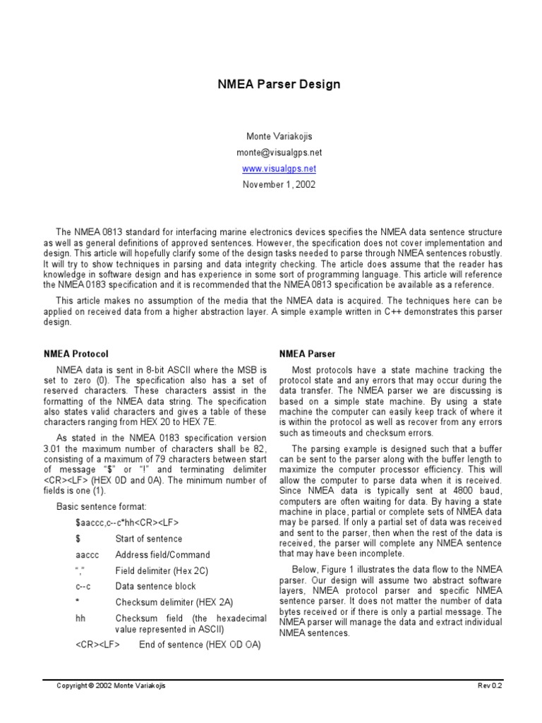 NMEA Parser Design | PDF | Parsing | Communications Protocols