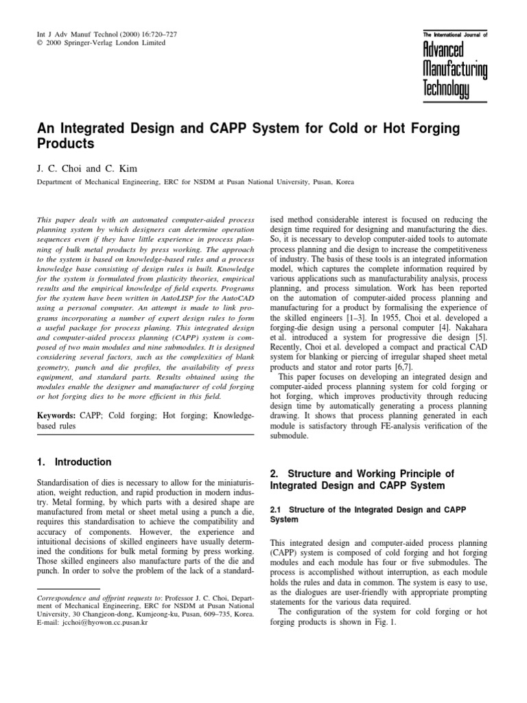 An Integrated Design and CAPP System For Cold or Hot Forging Products | PDF | Forging | Extrusion