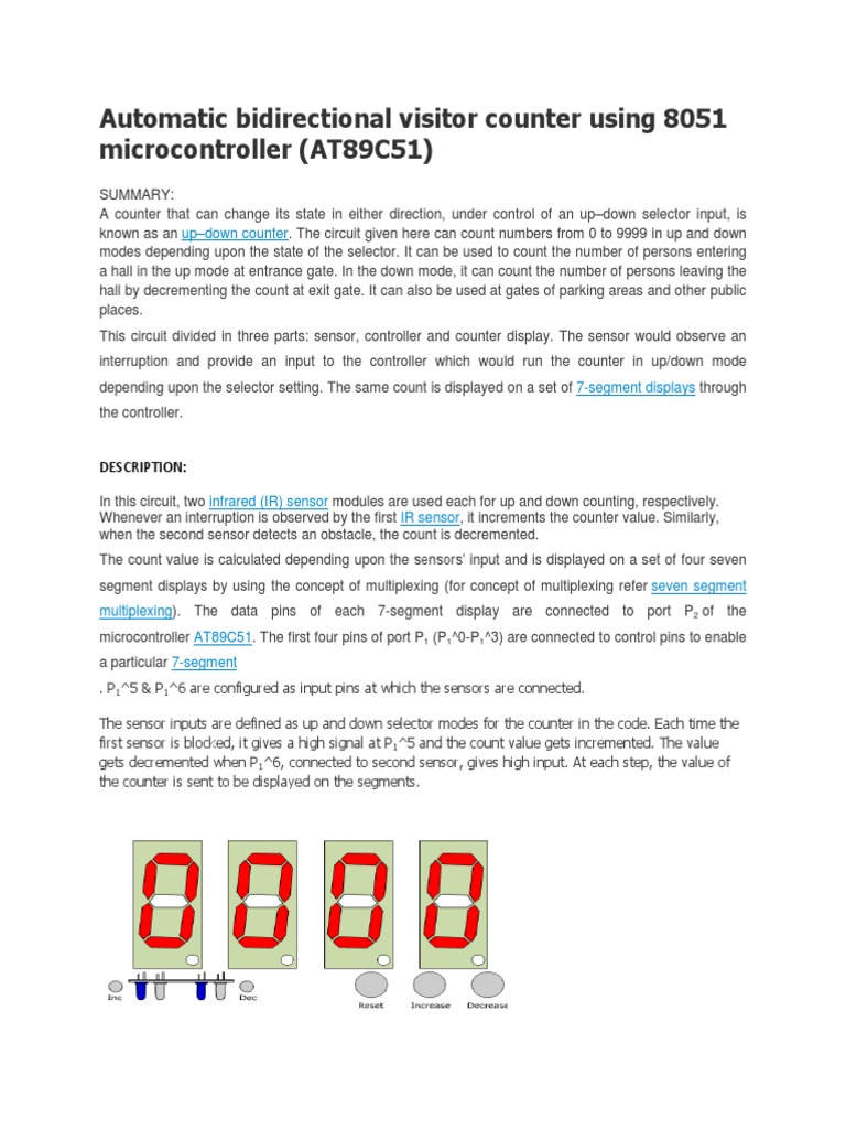 Automatic Bidirectional Visitor Counter Using 8051 Microcontroller | Download Free PDF | Light ...