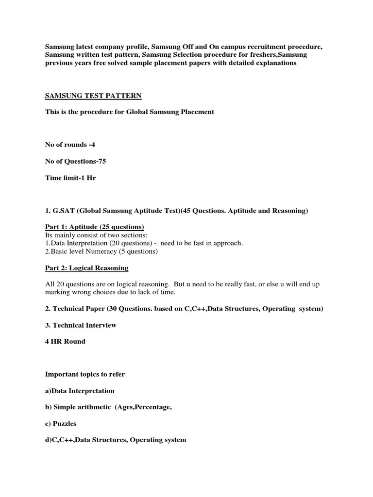 Samsung Interview Exp | PDF | Array Data Structure | Pointer (Computer ...